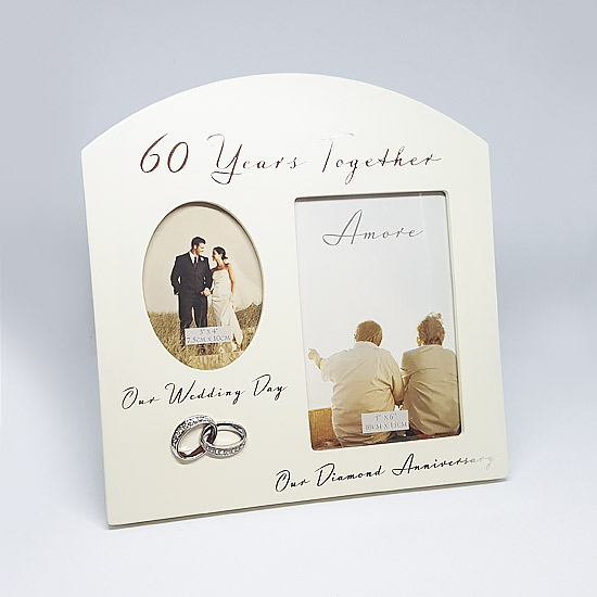 60 Year Anniversary Double Photo Frame | Anniversary Photo Frame