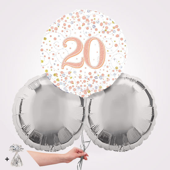20th Happy Birthday Sparkling Fizz Foil Balloon Bouquet | Balloons