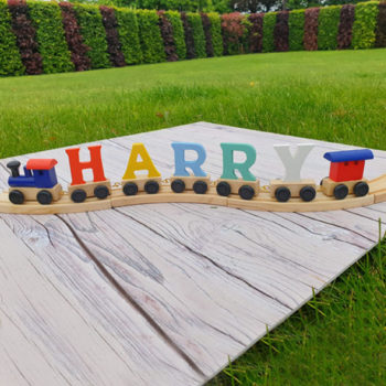 Personalised Wooden Train Name in Colour | Buy Birthday Gifts