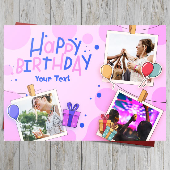 3 Photo Upload Birthday Card | Personal Upload your photo Card