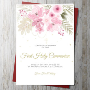 First Holy Communion Card - Pink | Personalised Communion Card